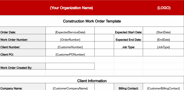 Free Construction Work Order Template (Excel, Word & PDF Downloads ...