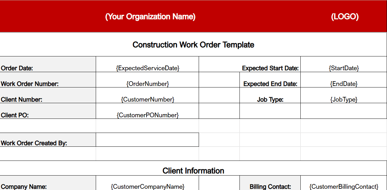 Free Construction Work Order Template (Excel, Word & PDF Downloads ...