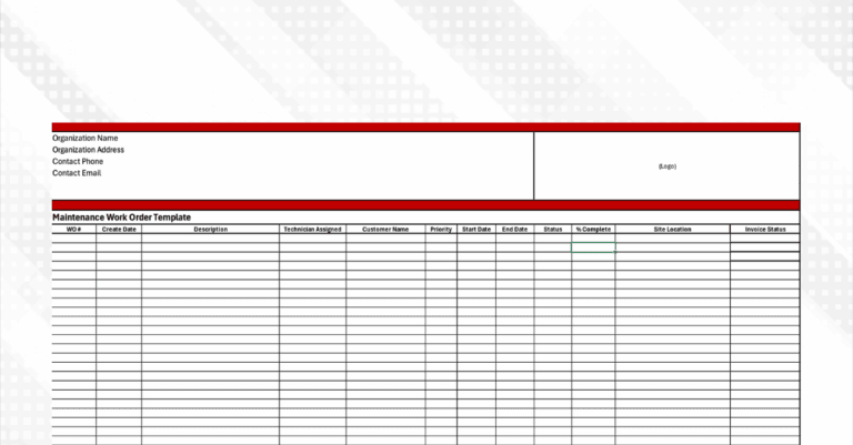 Download Free Maintenance Work Order Template (Excel, Word, PDF ...