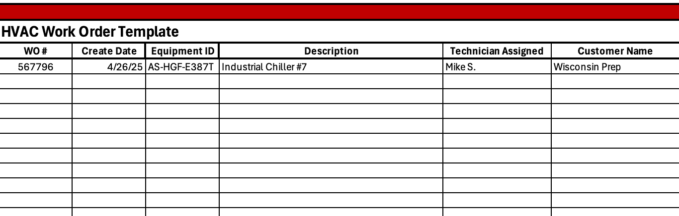 Free HVAC Work Order Template (Excel, Word & PDF Downloads) - MSI Data