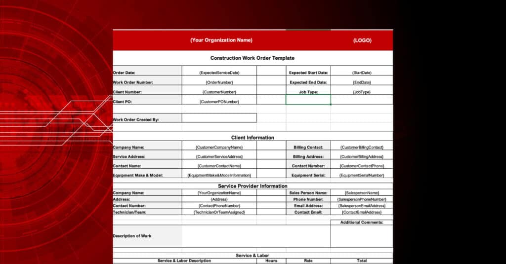 Free Construction Work Order Template (Excel, Word & PDF Downloads ...