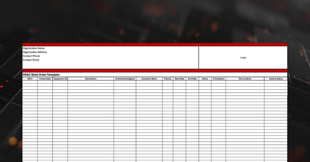 Free HVAC Work Order Template (Excel, Word & PDF Downloads) - MSI Data